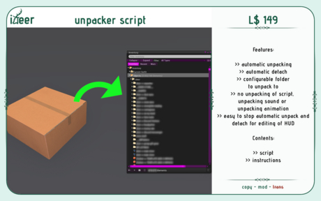 Second Life Marketplace - ideer >> unpacker script